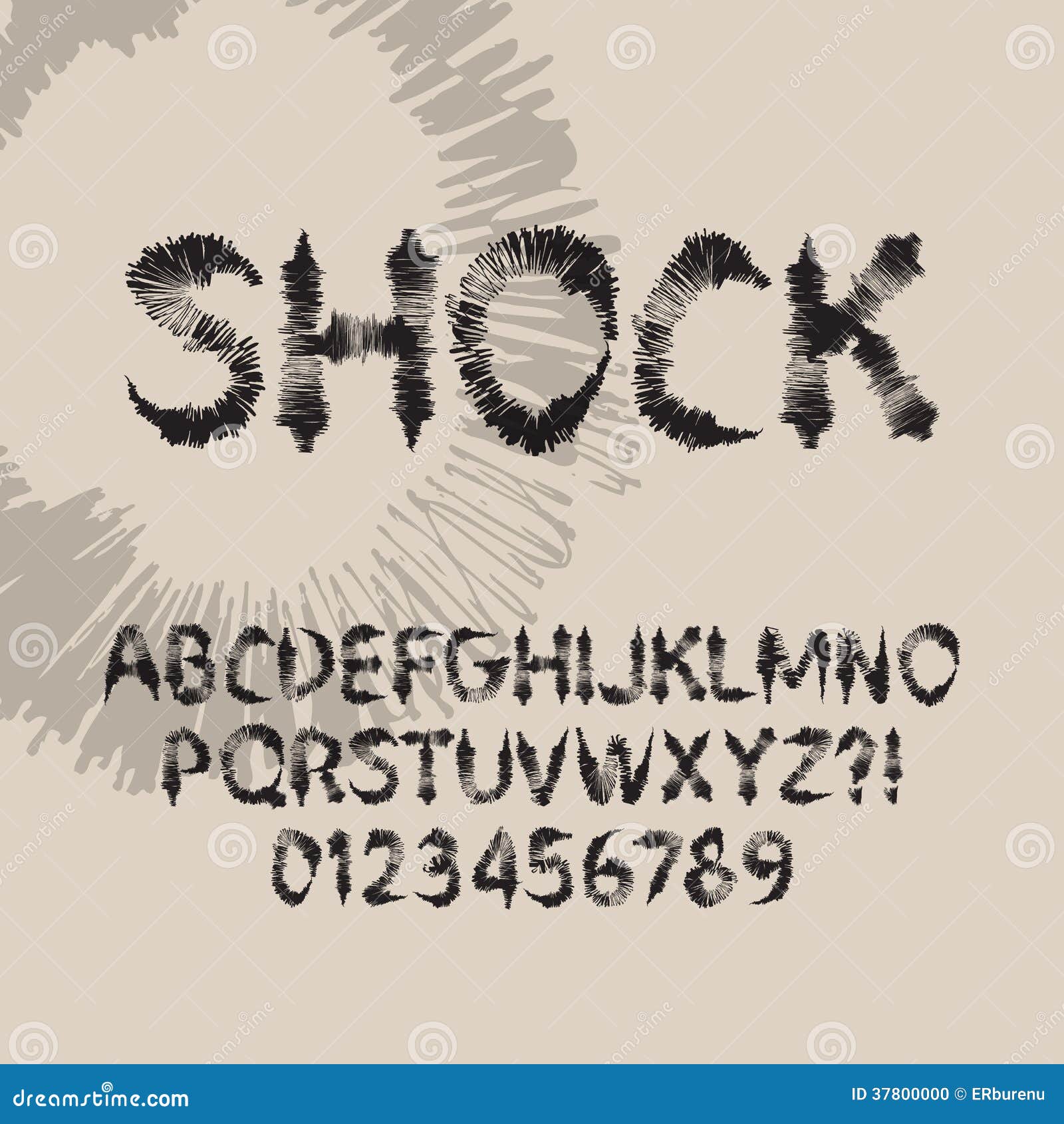 Abstract Shock Font and Numbers Stock Vector - Illustration of artwork ...