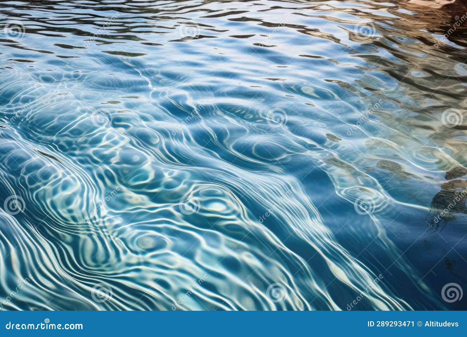 Abstract Shot of Water Ripples in a Serene Natural Pool Setting Stock ...