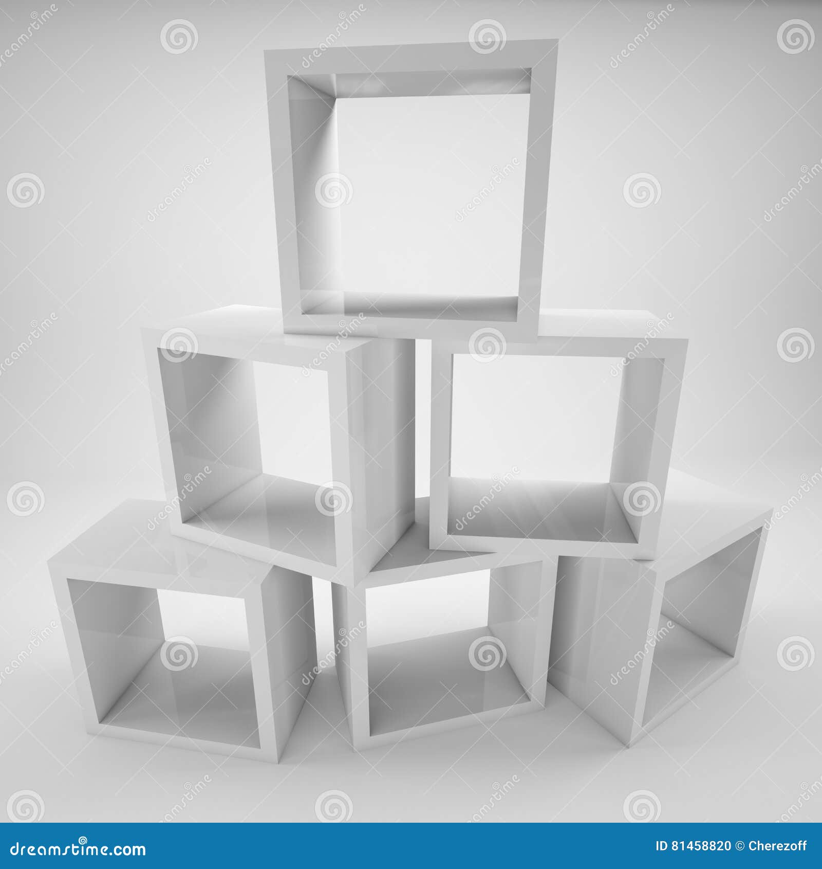 Abstract Showcase Store of White Cubes Stock Illustration ...