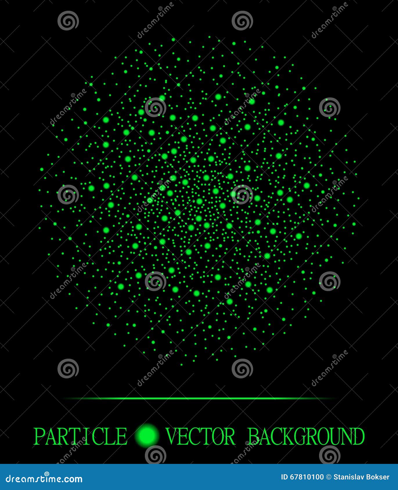 Abstract Shpere of Green Glowing Light Particles Space Black Background ...