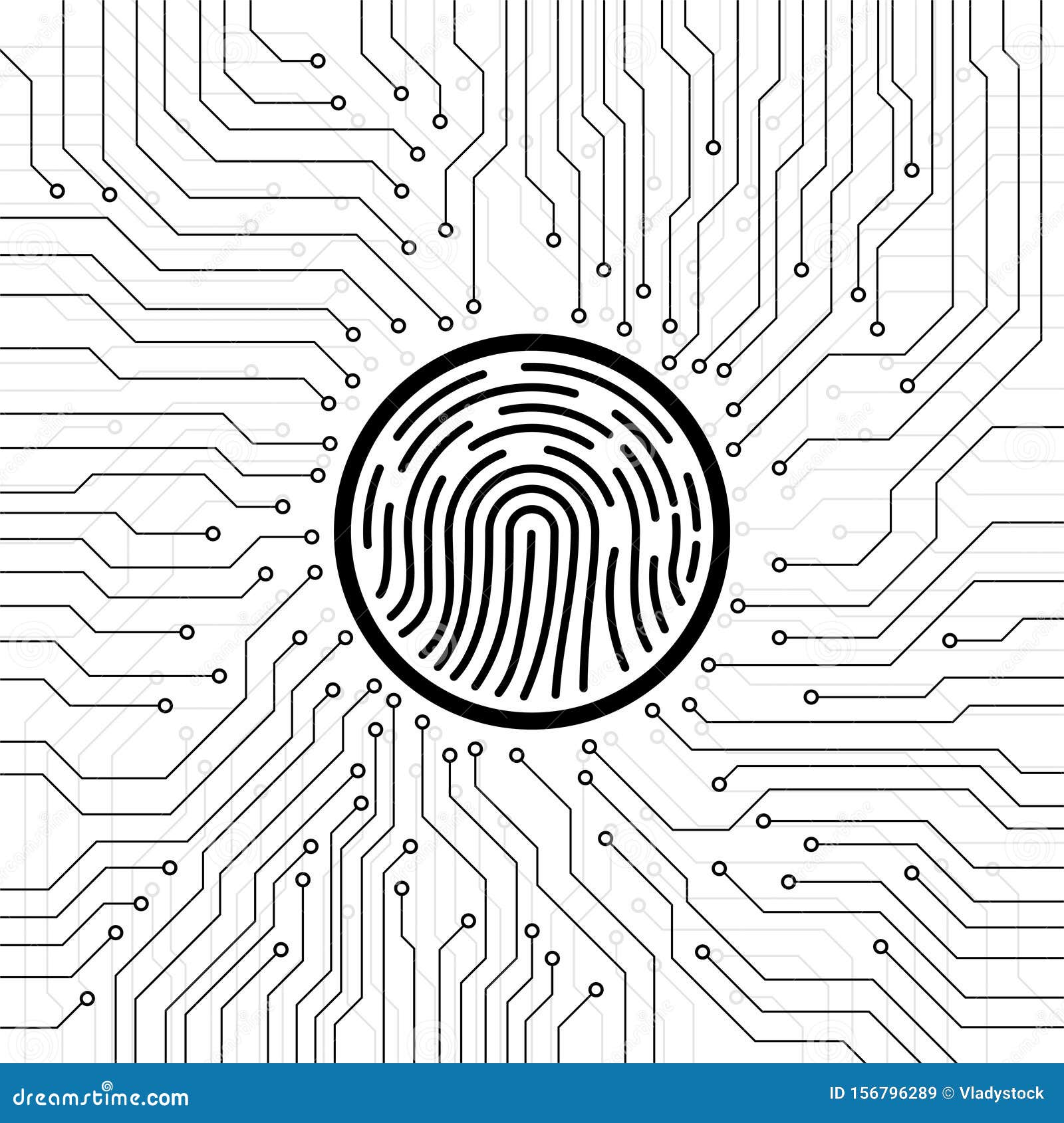 Abstract Sign Fingerprint on Circuit Board Stock Vector - Illustration ...