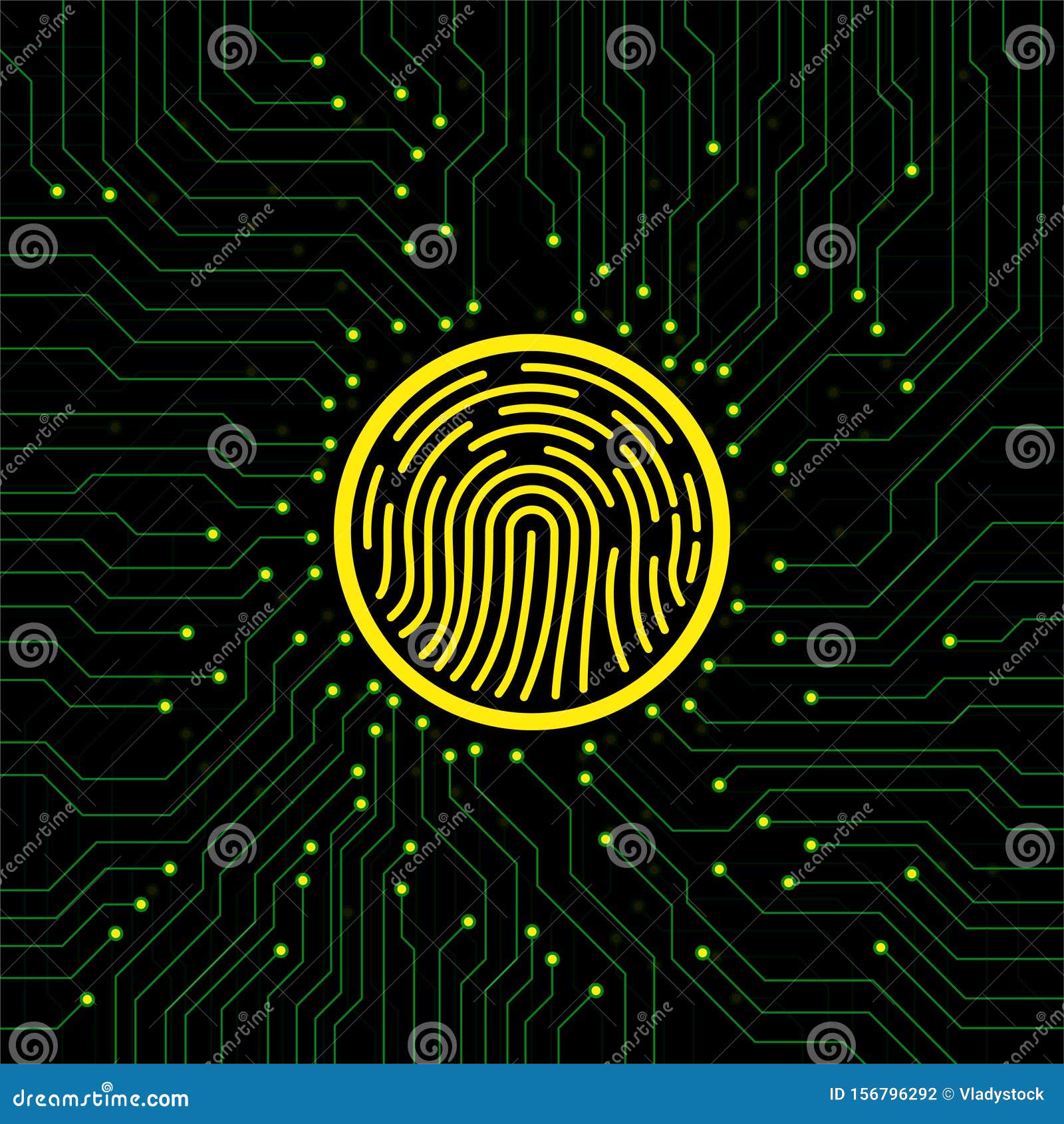 Abstract Sign Fingerprint on Circuit Board Stock Vector - Illustration ...