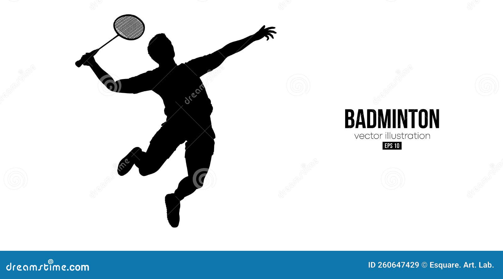 Abstract Silhouette of a Badminton Player on White Background. the ...