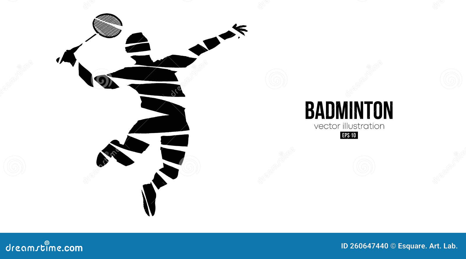 Abstract Silhouette of a Badminton Player on White Background. the ...