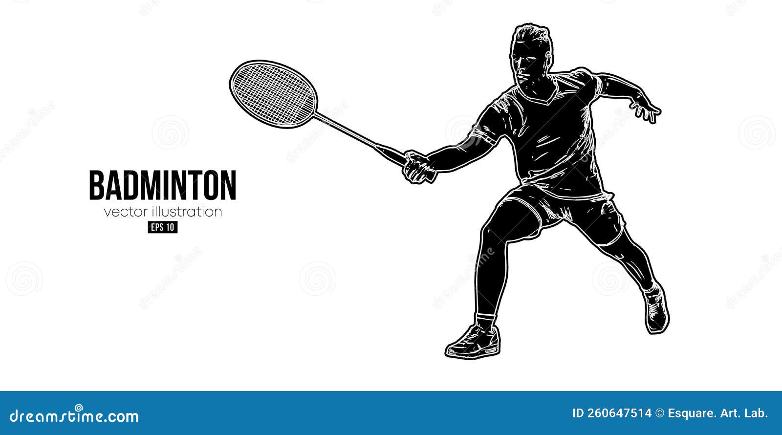 Abstract Silhouette of a Badminton Player on White Background. the ...