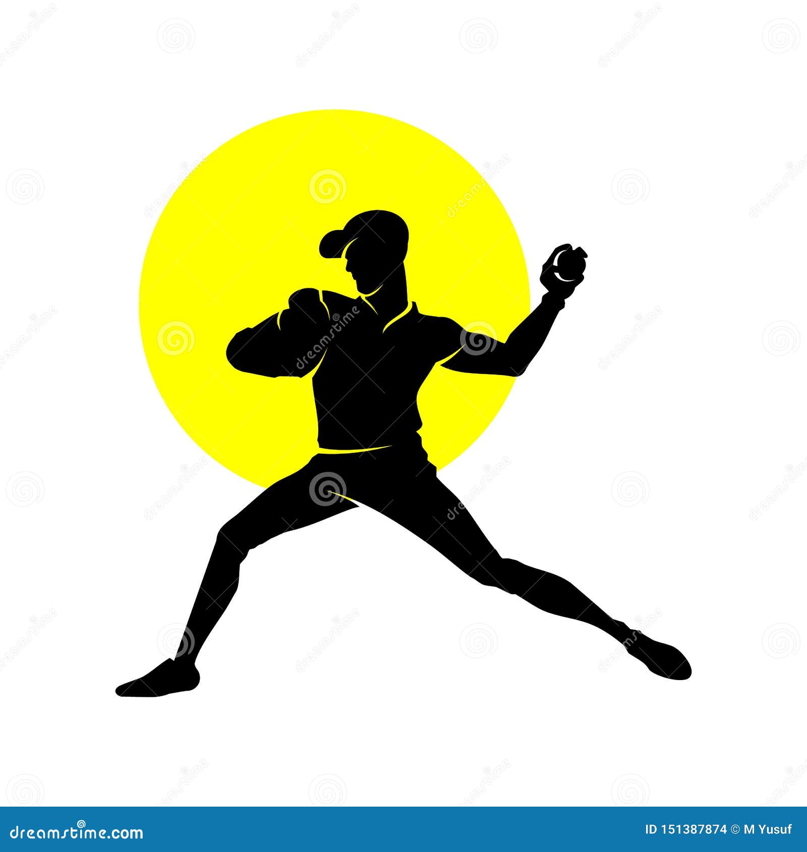 Abstract Silhouette of a Baseball Player Pitcher Stock Illustration ...