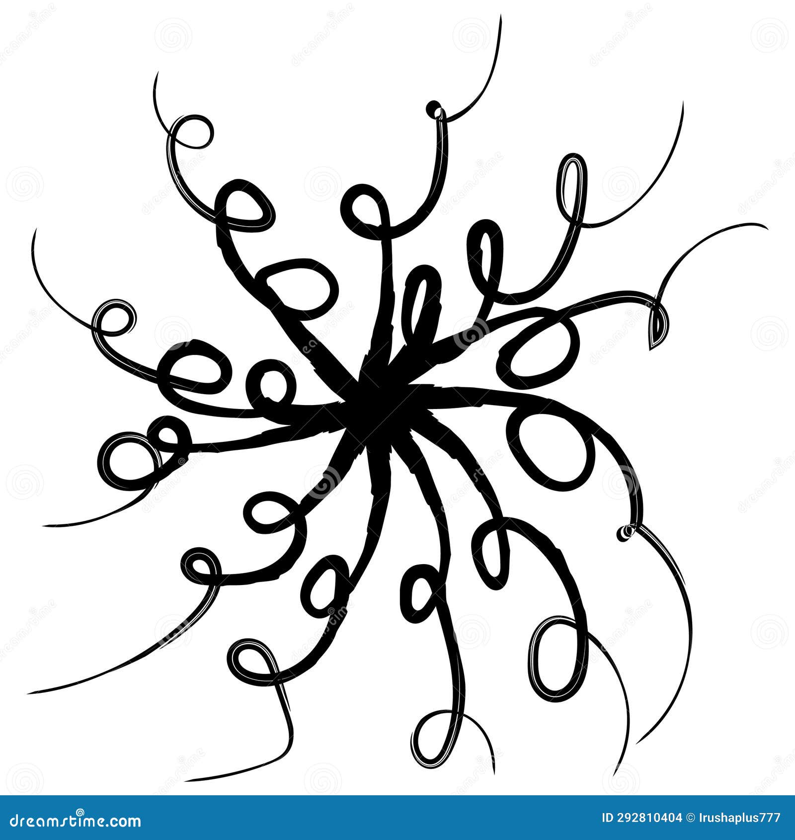 Abstract Silhouette of Black Curl in Circle Element Stock Vector ...