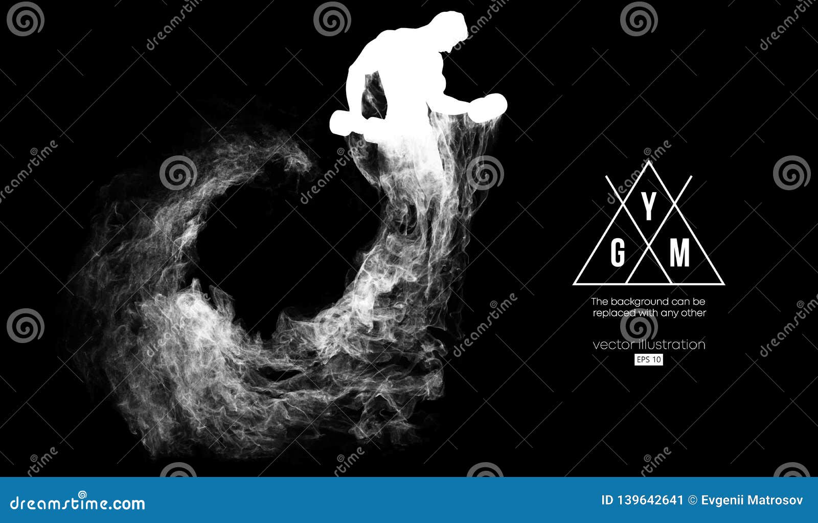 Abstract Silhouette of a Bodybuilder. Gym Logo on the Dark, Black ...
