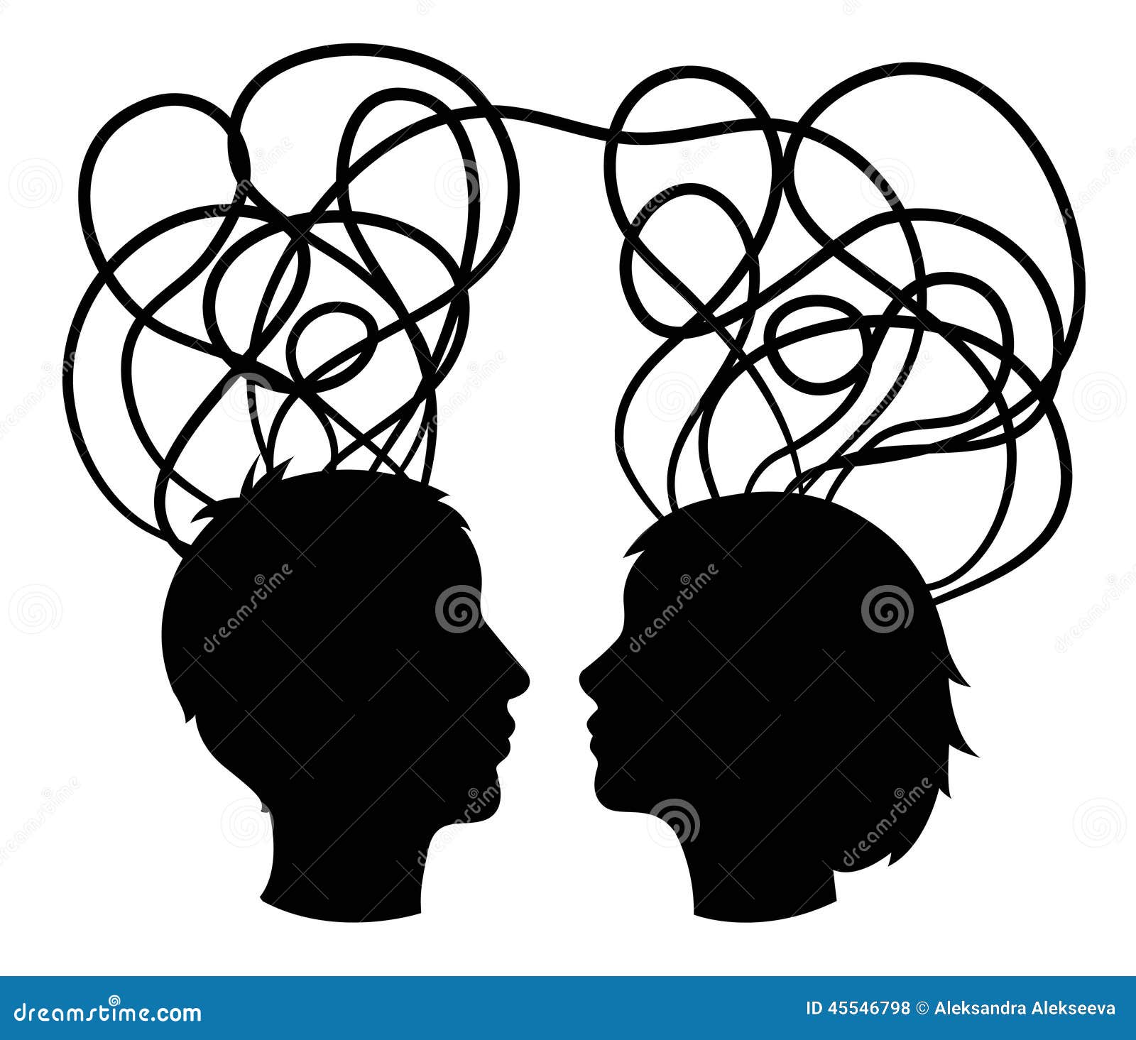 Couple Think Complicated Relationship Problem Doodle Color Drawing ...