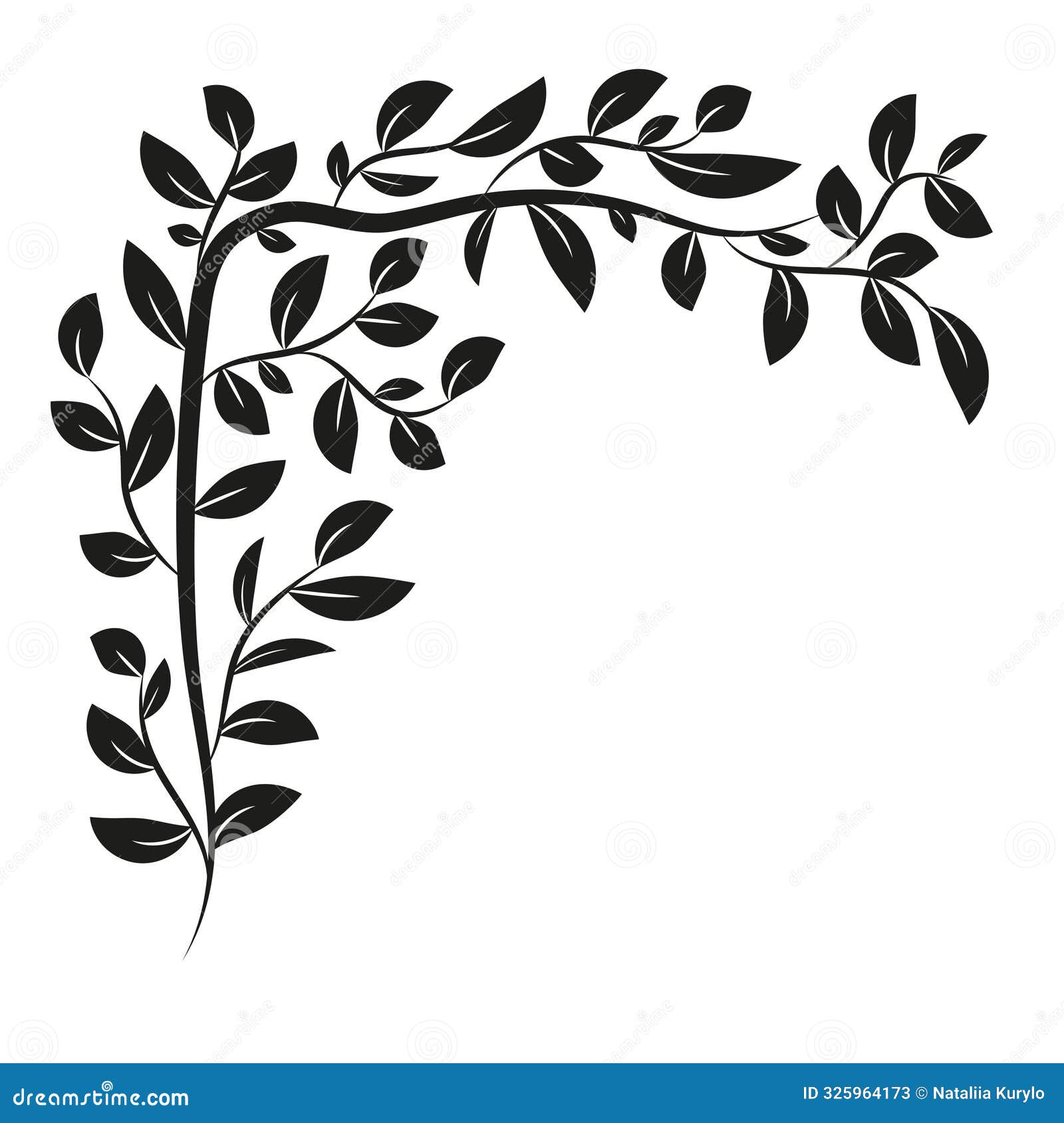 Abstract Silhouette Frame of a Stylized Tree Branch. Stock Illustration ...