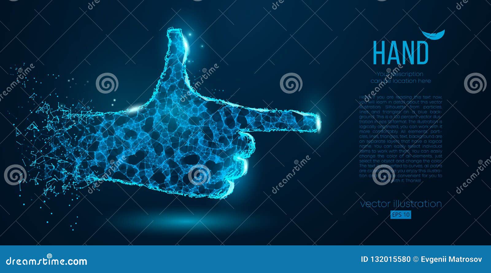 Abstract Silhouette of a Hand Points Finger from Particles, Lines and ...