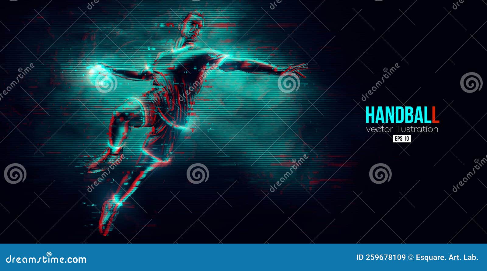 Abstract Silhouette of a Handball Player on Black Background. Handball ...