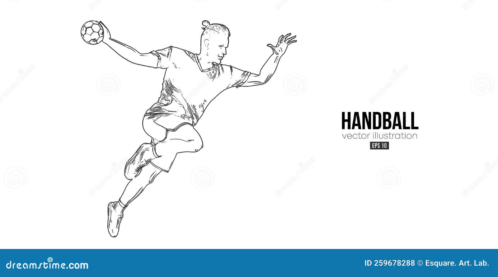 Abstract Silhouette of a Handball Player on White Background. Handball ...