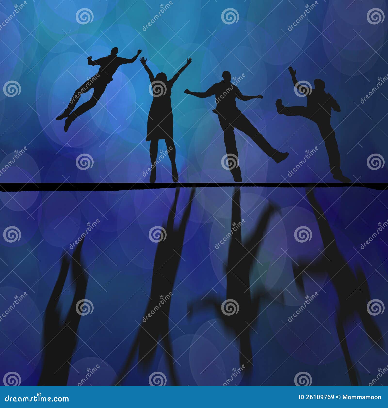 Abstract Silhouette and Reflections of Dancers Stock Illustration ...