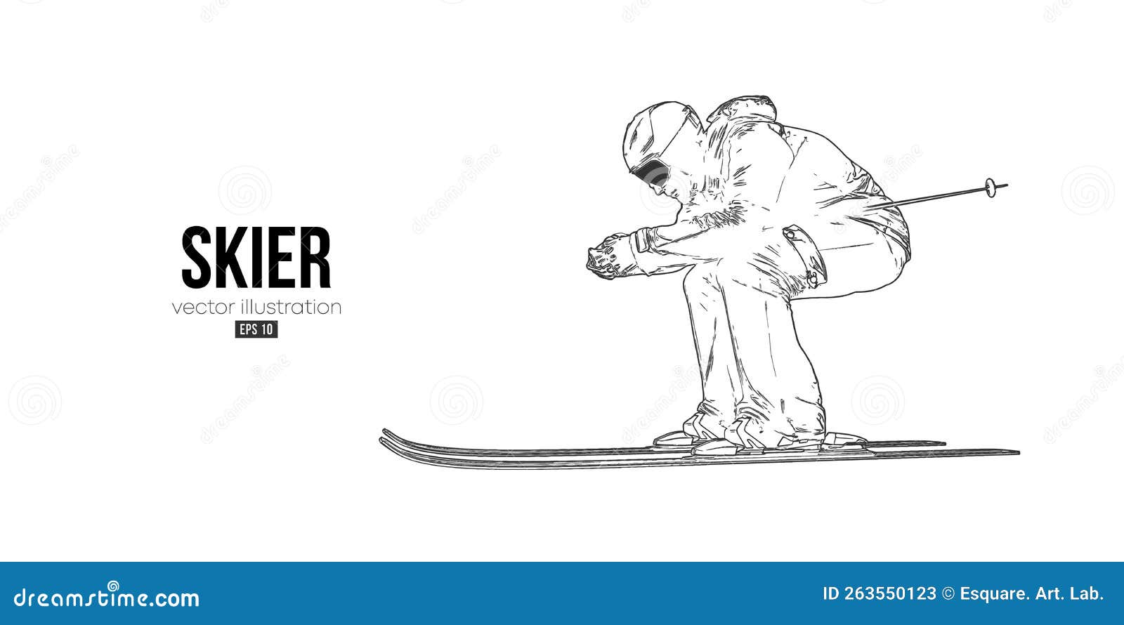 Abstract Silhouette of a Skiing on White Background. the Skier Man ...