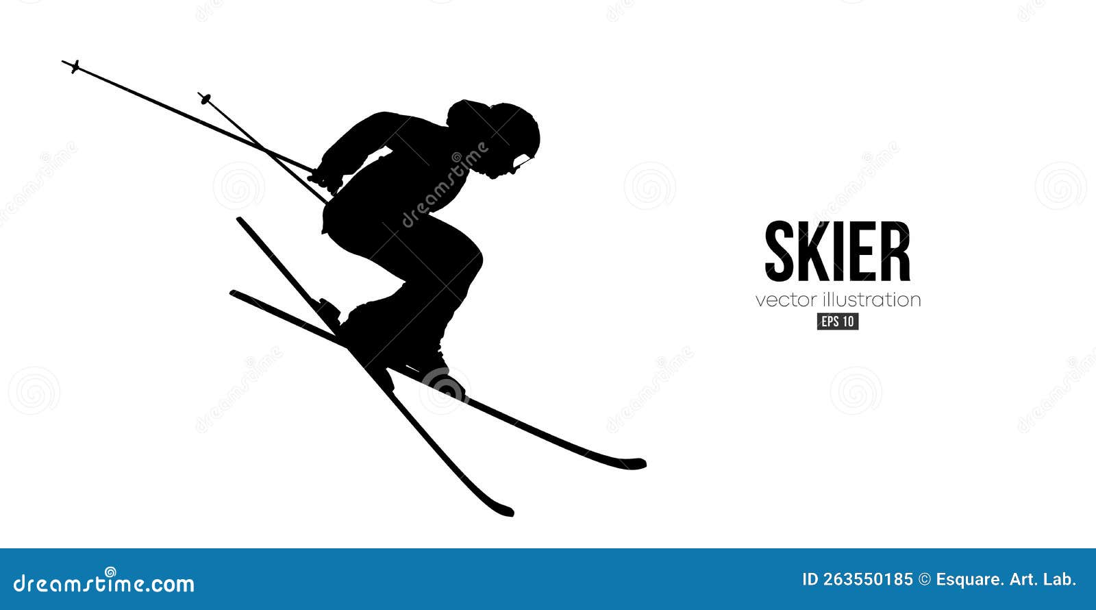 Abstract Silhouette of a Skiing on White Background. the Skier Man ...