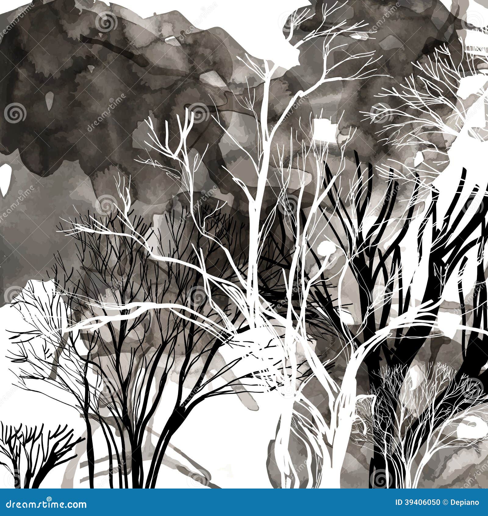 Abstract Silhouette of Trees Stock Vector - Illustration of park ...