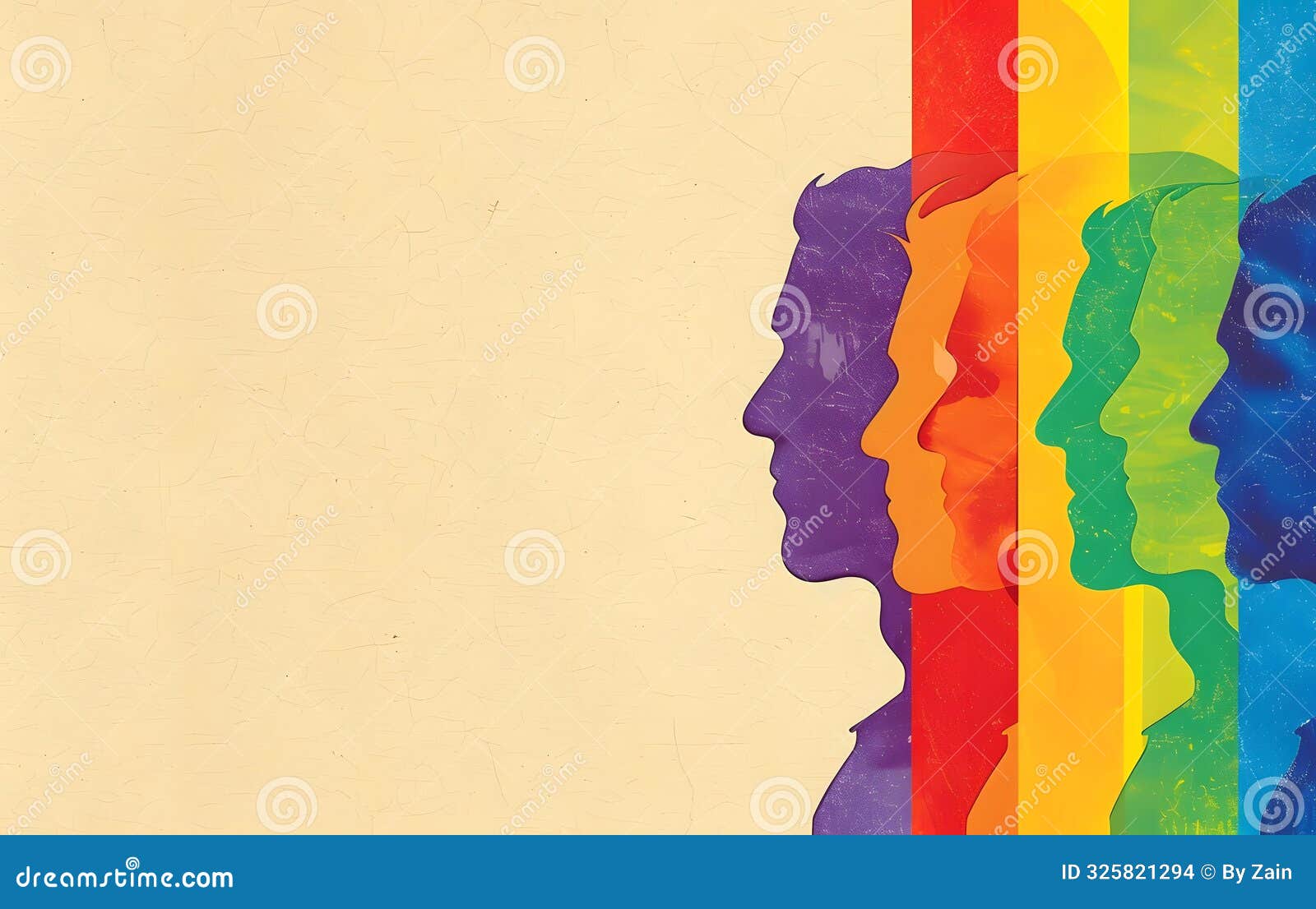 Abstract Silhouettes in Colors on Textured Beige Background Diversity ...