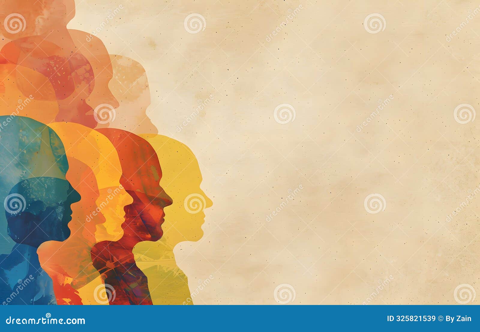 Abstract Silhouettes in Colors on Textured Beige Background, Iversity ...