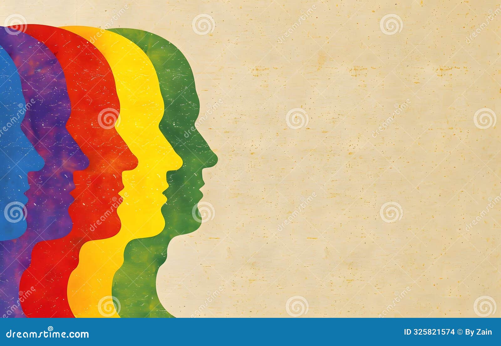 Abstract Silhouettes in Colors on Textured Beige Background, Iversity ...