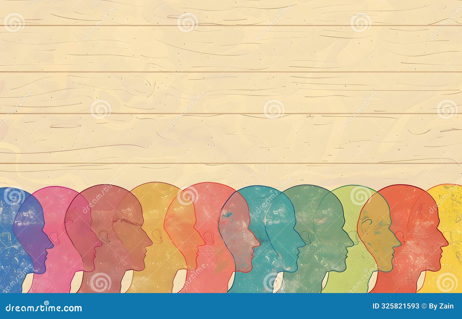 Abstract Silhouettes in Colors on Textured Beige Background, Iversity ...