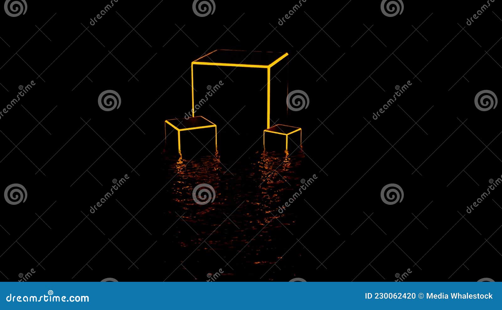Abstract Silhouettes of 3D Small and Big Cubes Isolated on a Black ...