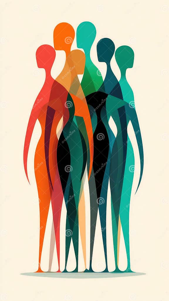 Abstract Silhouettes in Vibrant Overlapping Colors Create a Dynamic ...