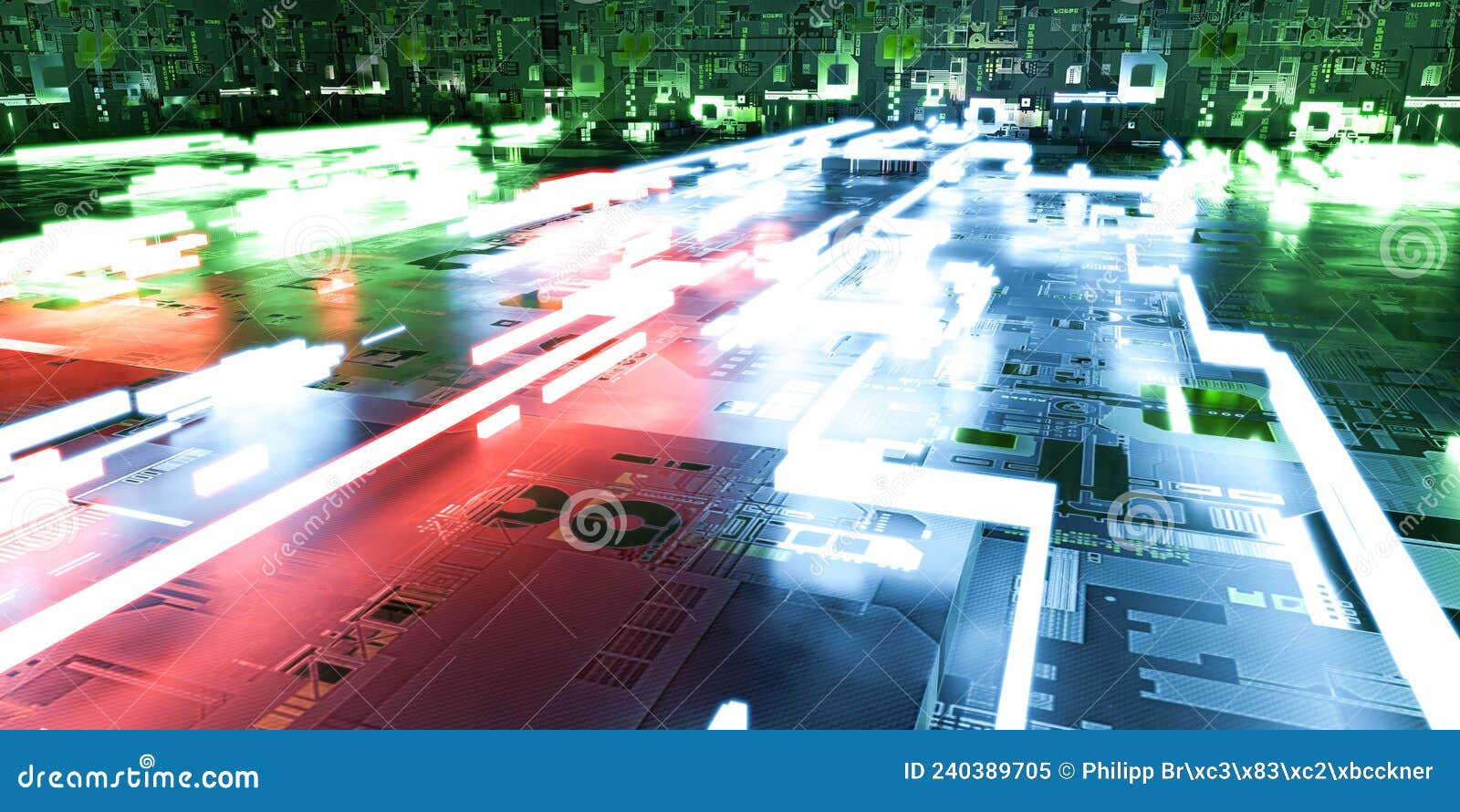 Abstract Silicon Ocmputer Hardware Chip Technology Surface 3d Render ...