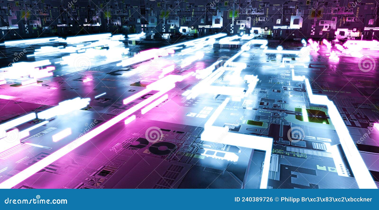 Abstract Silicon Ocmputer Hardware Chip Technology Surface 3d Render ...