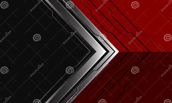 Abstract Silver Arrow Cyber Direction Geometric On Red With Dark Grey Blank Space Design Modern