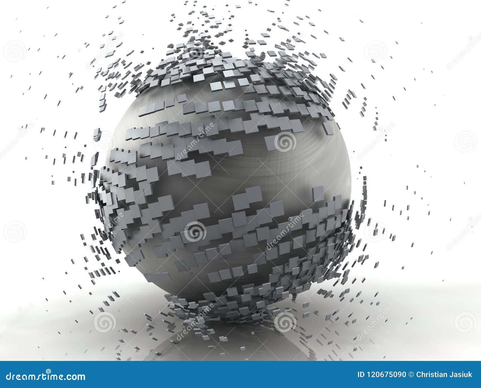 Abstract Silver Brushed Metal 3D Sphere Stock Illustration ...