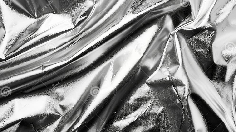 Abstract Silver Fabric Background with Flowing, Crumpled, and ...
