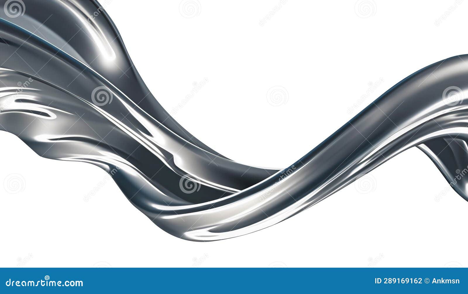 Abstract Silver Gradient Curve. Flow Chrome Liquid Metal Waves Isolated ...