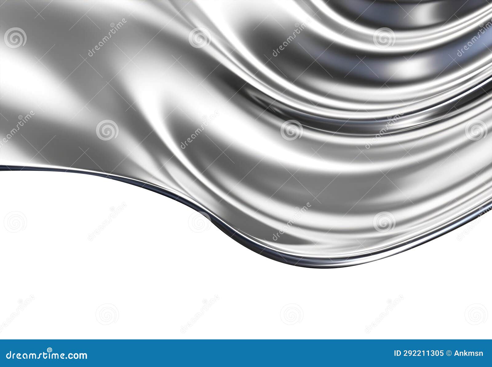 Abstract Silver Gradient Curve. Flow Chrome Liquid Metal Waves Isolated ...