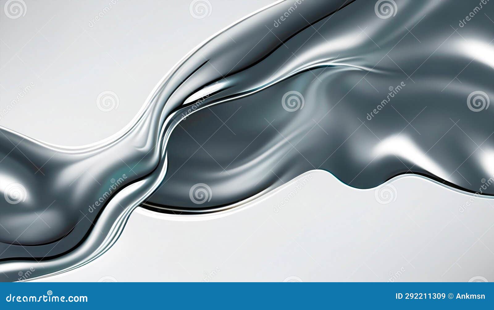 Abstract Silver Gradient Curve. Flow Chrome Liquid Metal Waves Isolated ...