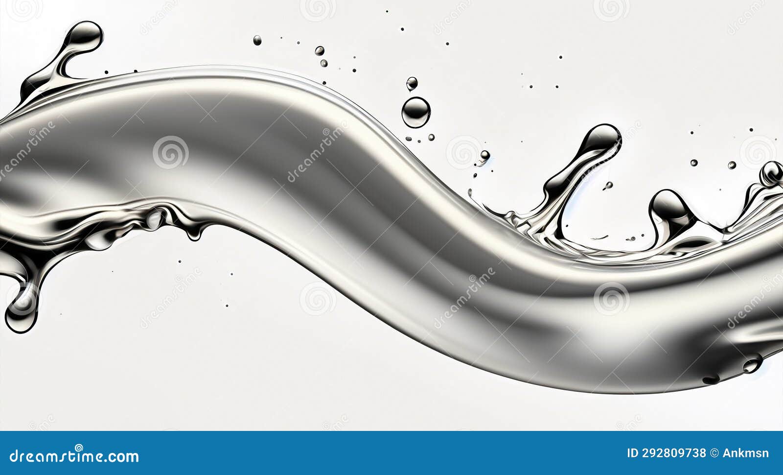 Abstract Silver Gradient Curve. Flow Chrome Liquid Metal Waves Isolated ...