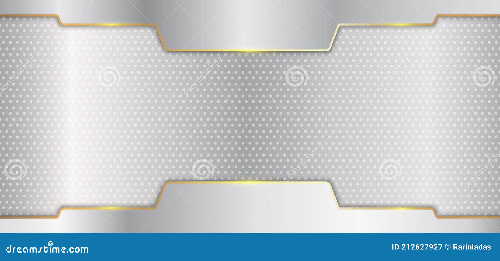 Abstract Silver Metallic Stripes with Gold Line Header on White ...