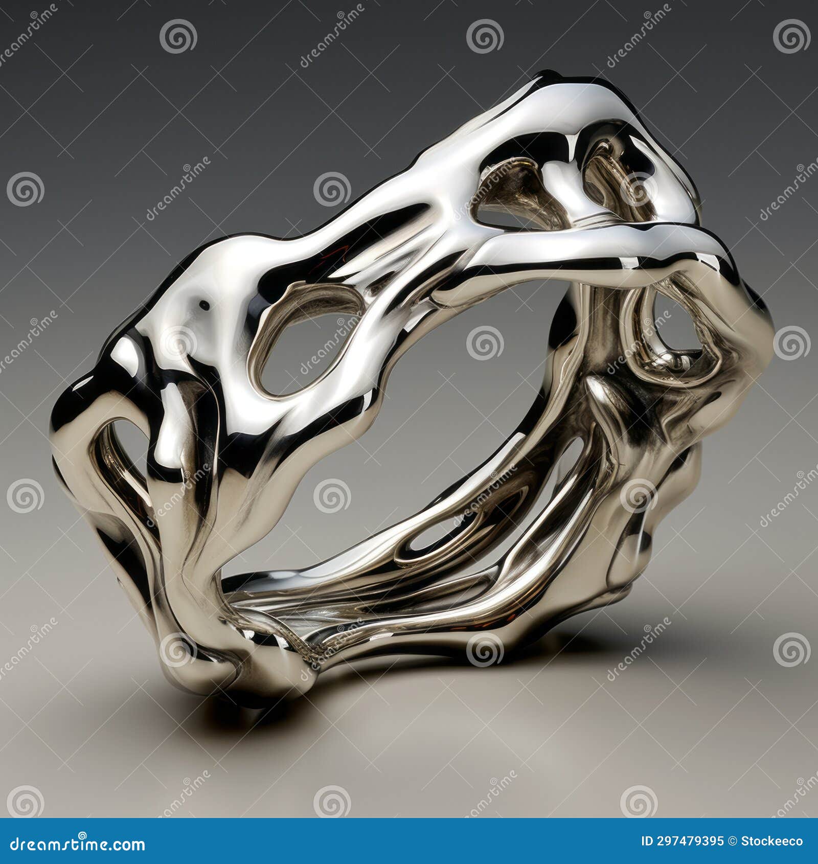 Abstract Silver Ring with Melting and Constructivist Roots Stock ...