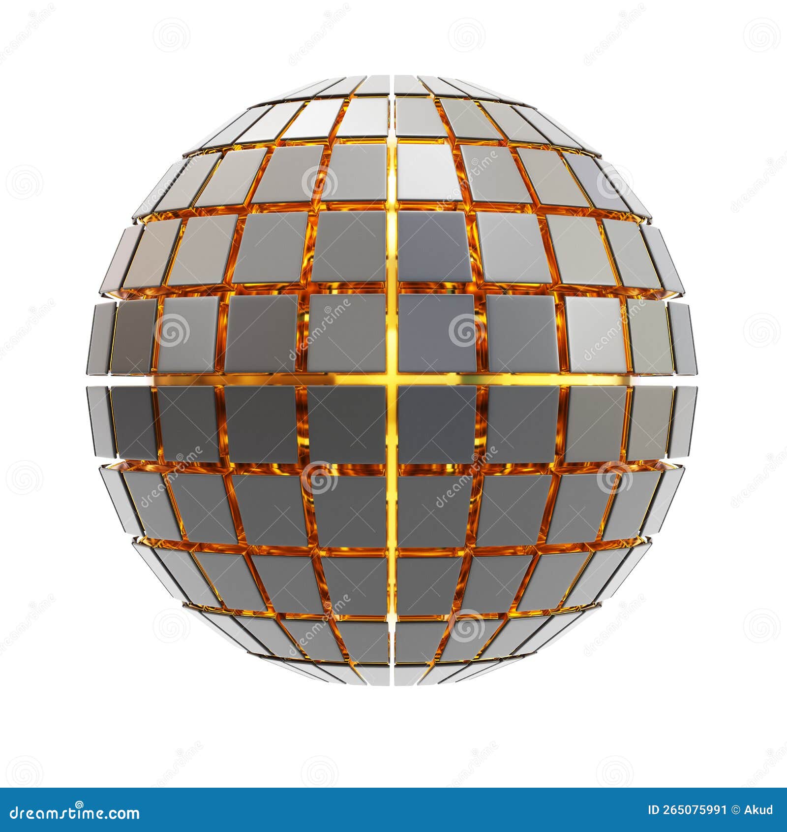 Abstract Silver Sphere Glowing Inside Isolated on White Background ...