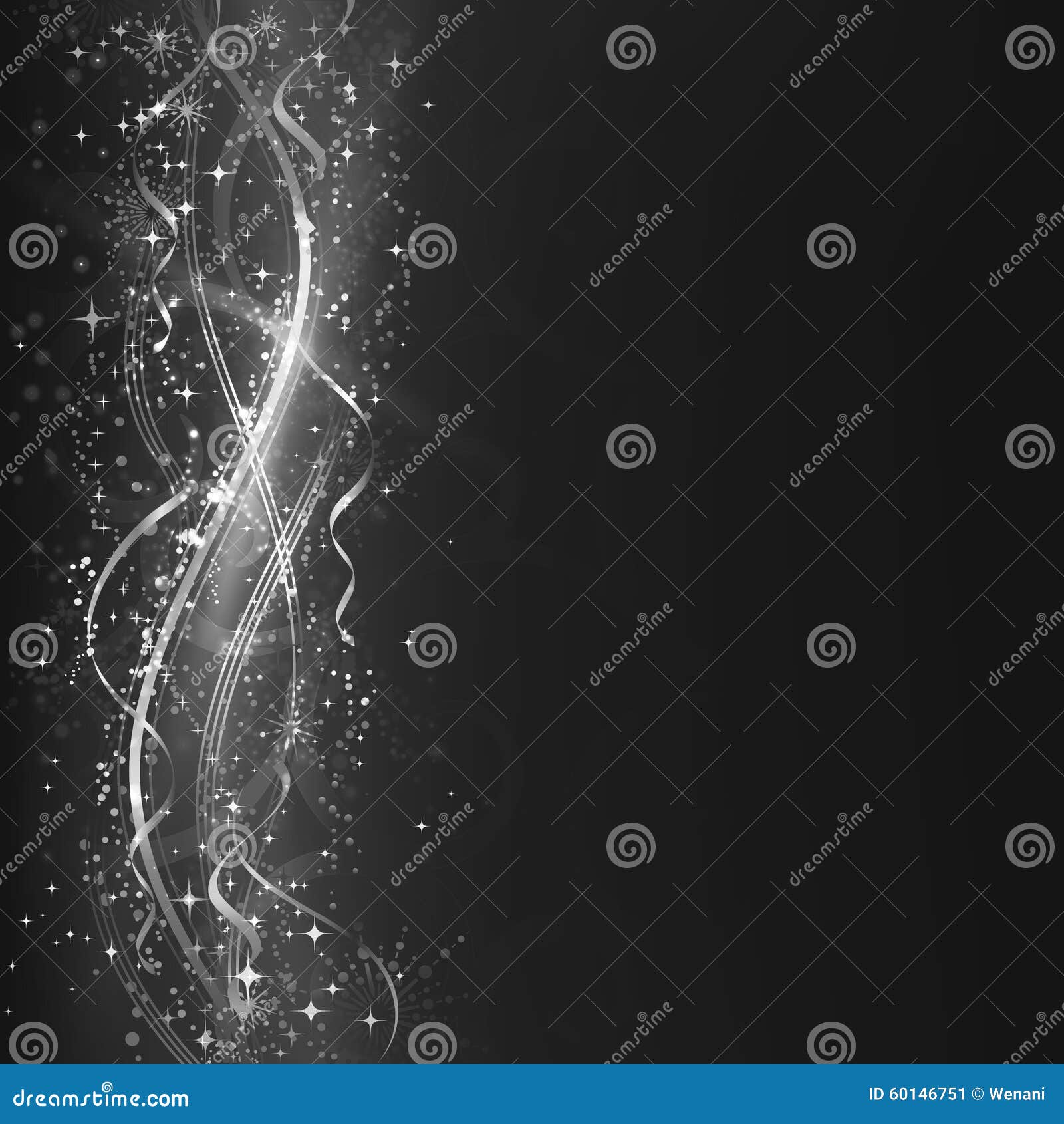 Abstract Silver Wave Border, Pattern with Stars Stock Vector ...