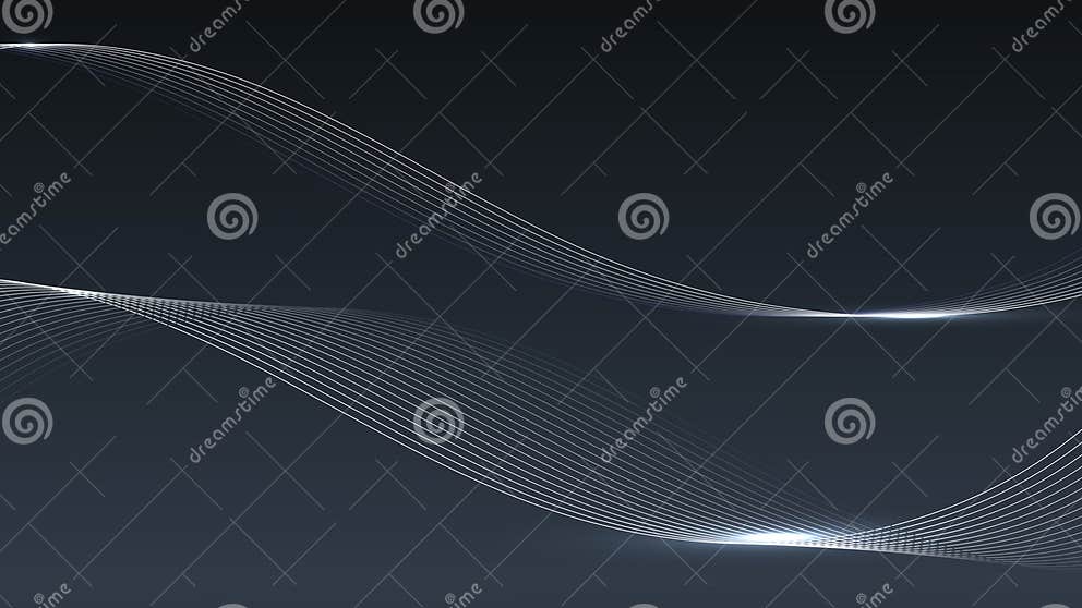Abstract Silver Wave Lines Elements with Glowing Light on Blue ...