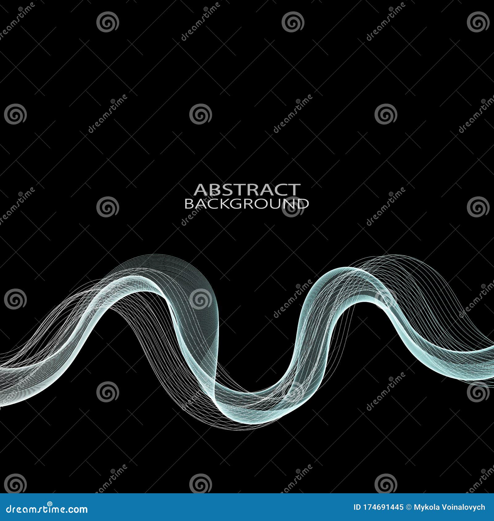 Abstract Silver Waves on Black Background. Vector Illustration EPS10 ...