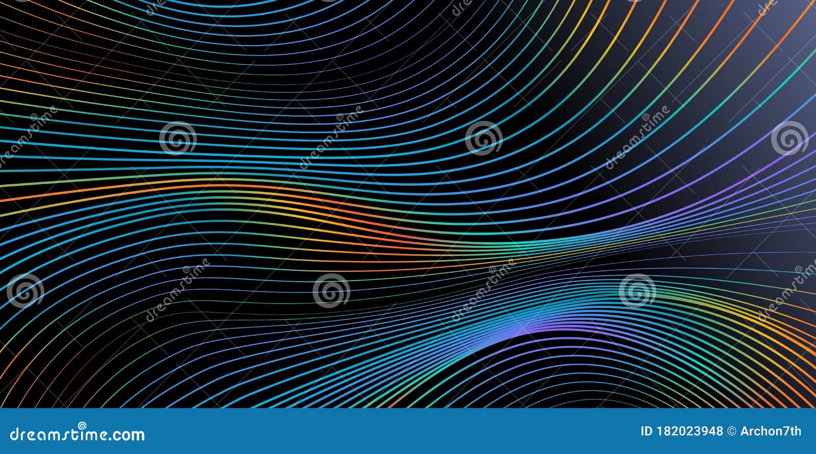 Abstract Simple Background Rainbow Line on Black Gradient Backdrop ...