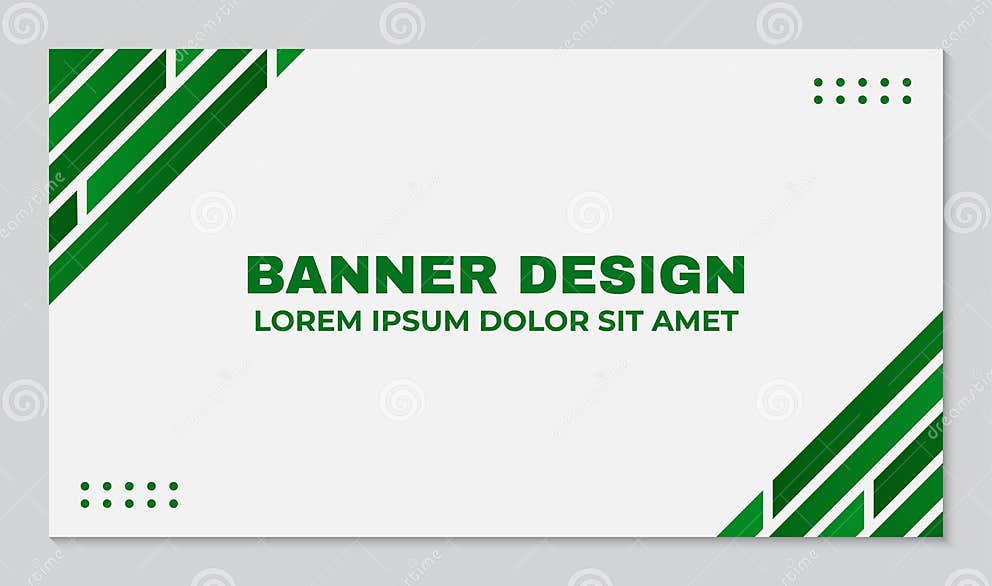 Abstract Simple Banner Green Rectangle Shape White Background Stock ...