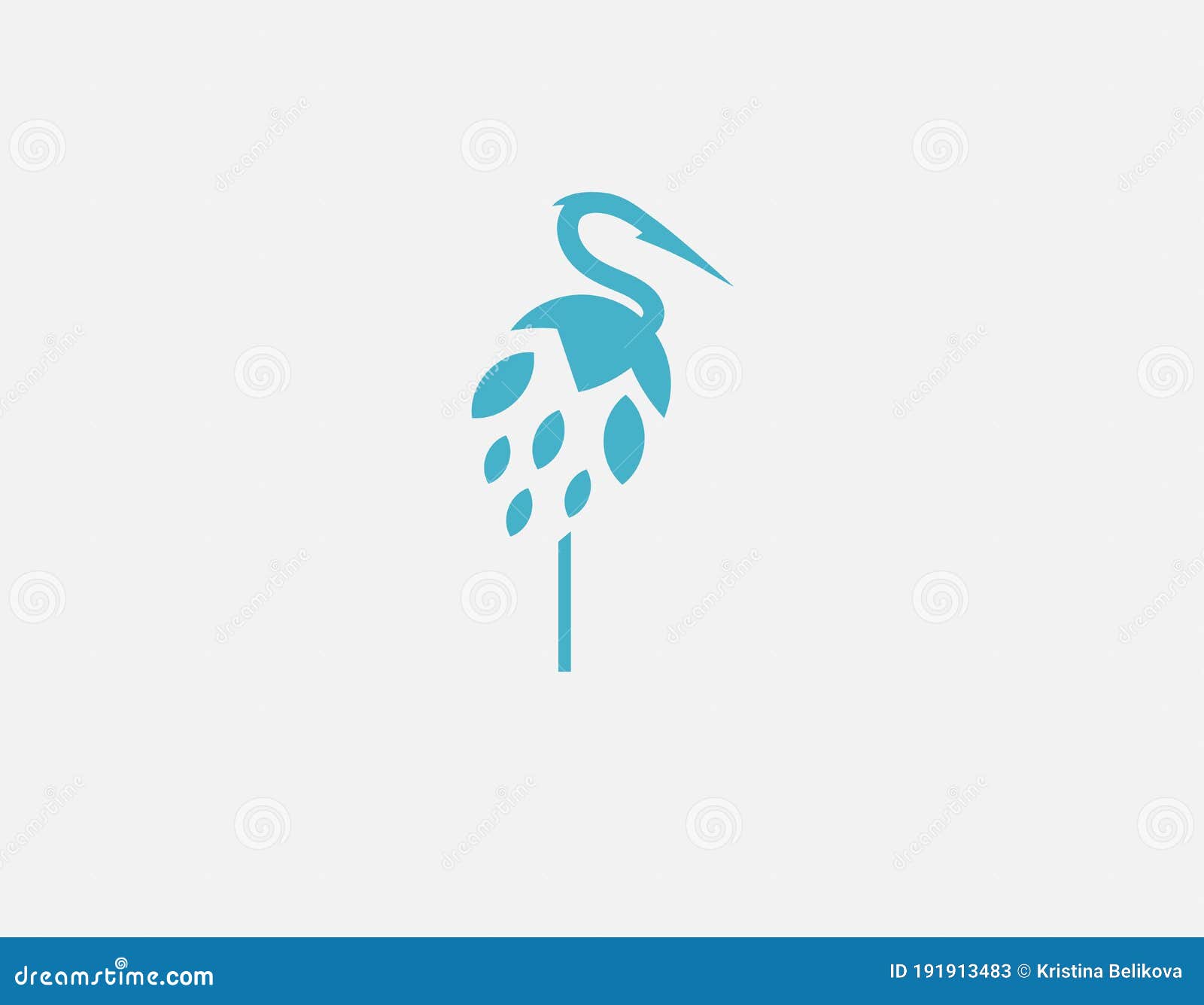 Abstract Simple Blue Heron Bird Logo Icon Stock Vector - Illustration ...