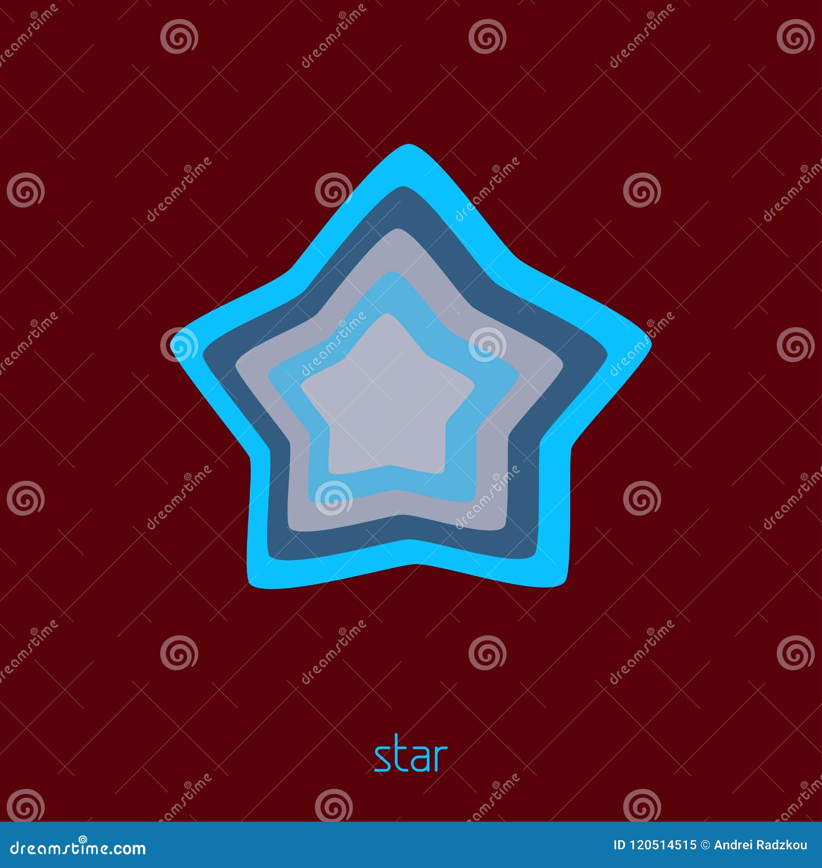 Abstract Simple Blue Star on Maroon Background Stock Vector ...