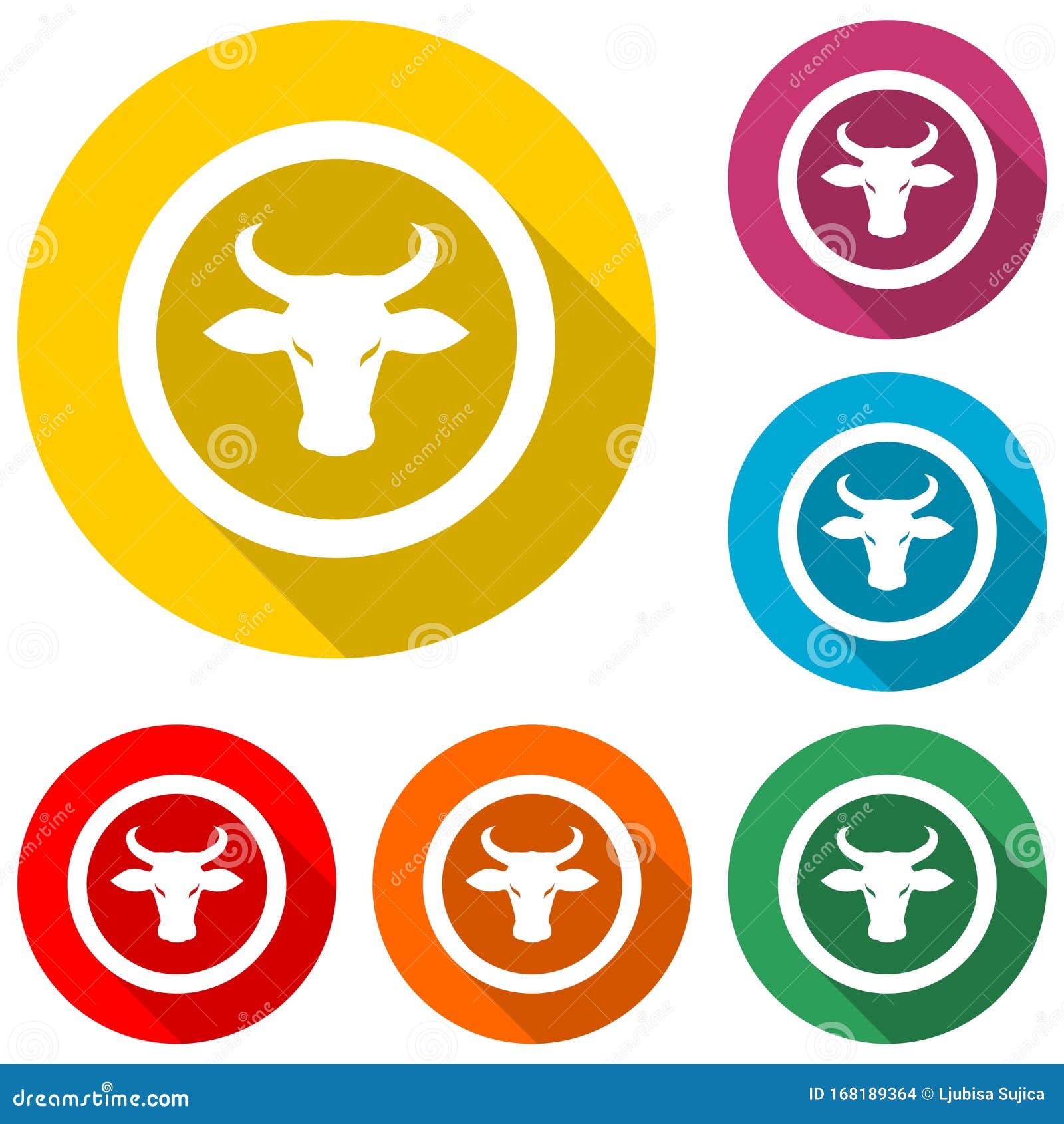 Abstract Simple Bull Head Icon with Long Shadow Stock Vector ...