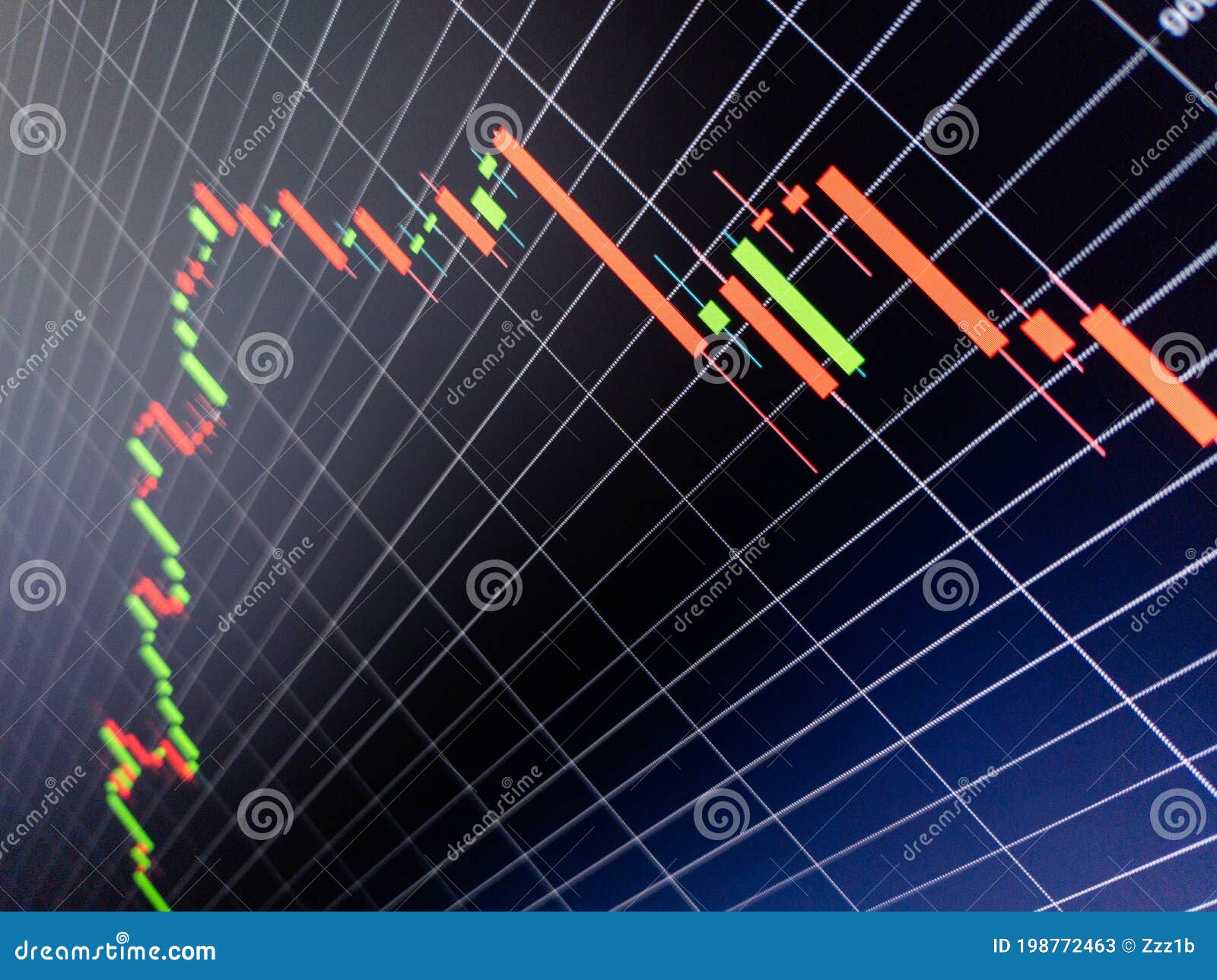 Abstract Candlestick Chart on Dark Blue Digital Screen. Stock Market ...
