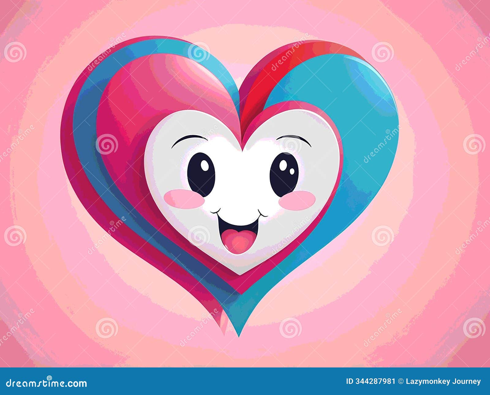 Abstract Simple Cute Cartoon Smiling Heart Shape Illustration Stock ...