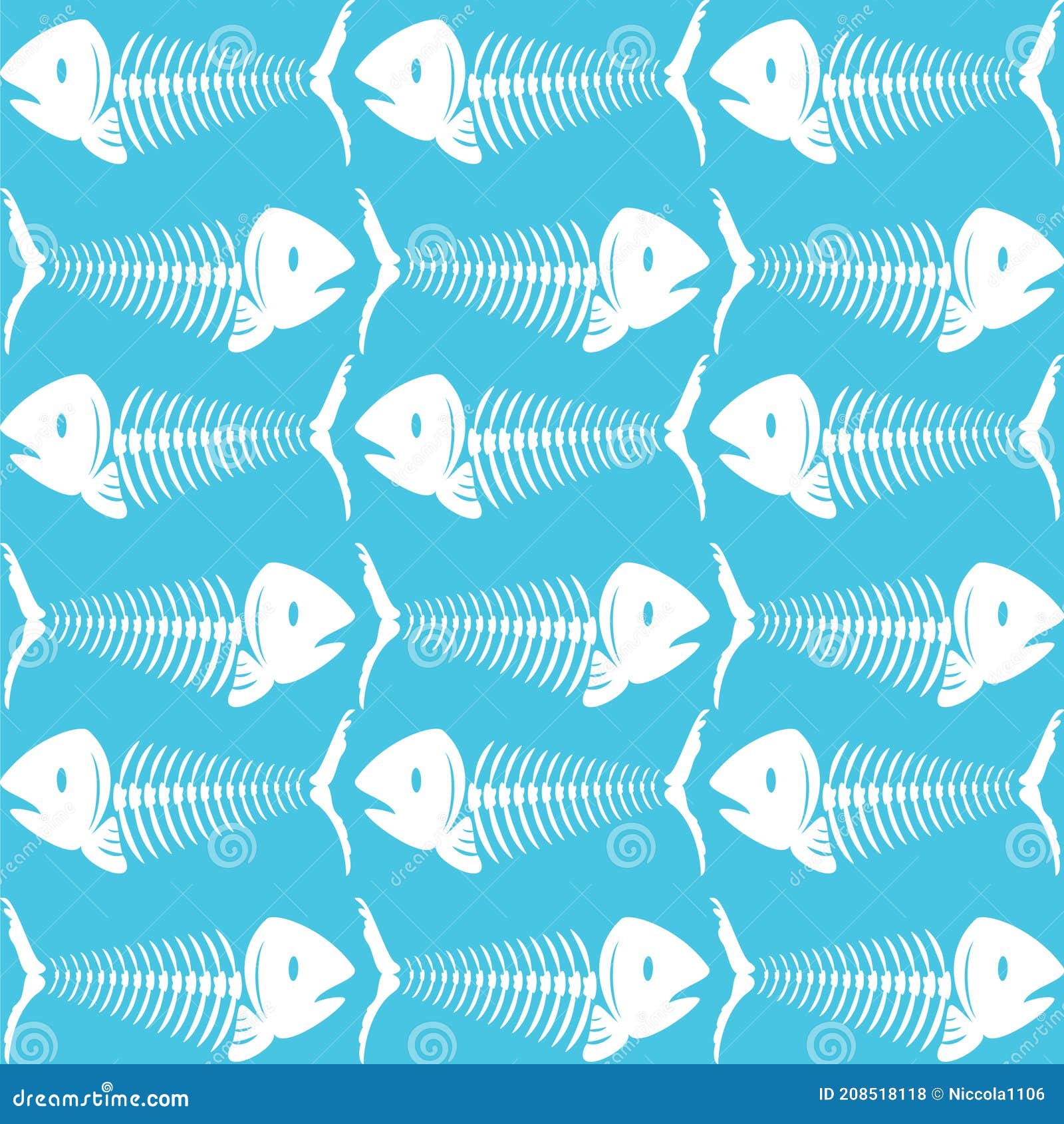 Fish Bone Seamless Pattern Background Stock Vector - Illustration of ...